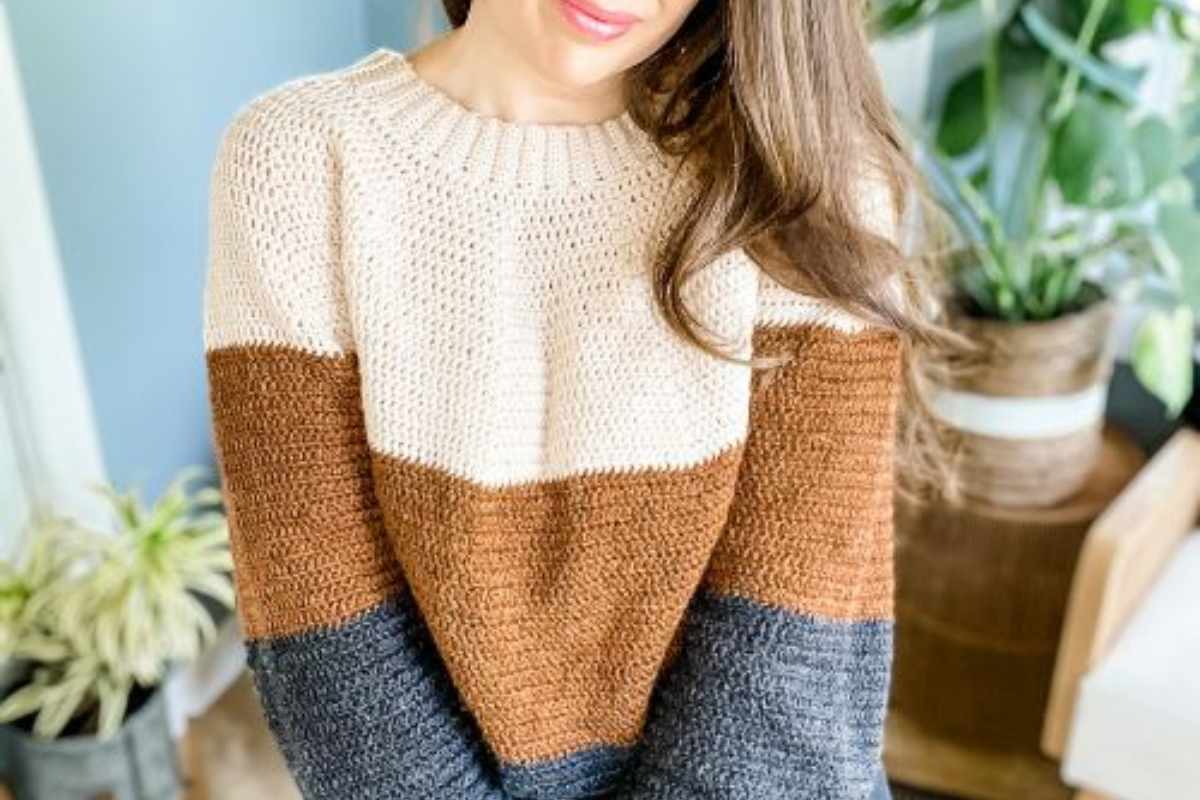 Effortless Elegance - Free Easy Colourblock Sweater Crochet Pattern